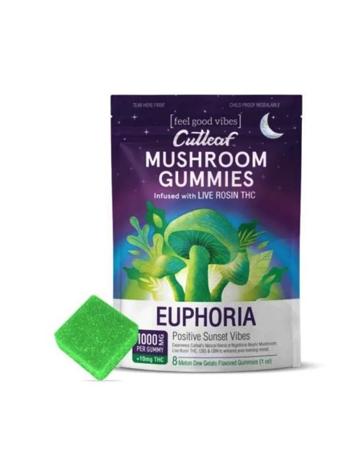 Sunset Melon Dew Gelato Cutleaf Euphoria Mushroom Gummies 1000mg ...